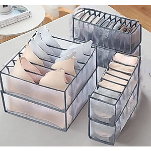 6 Pack Underwear Organizer, Drawer Organizer and Storage for Clothes, Foldable Washable Clothes Drawer Organizer, Clothing Organizer Drawer Divider 6/7/11 Compartments for Bra, Socks and Panties