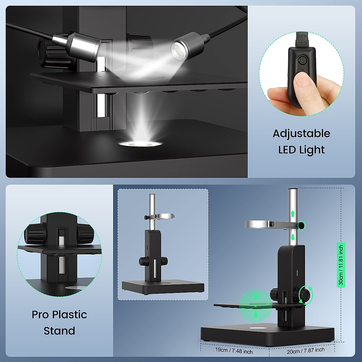 JOYALENS JL246PS 3 Lens HDMI Digital Microscope, UHD 4000× 24MP Biological Microscope with Prepared Slides, Coin Microscope for Full-Size Coin Error Coins, 7'' LCD Screen, Windows PC Compatible, 32GB