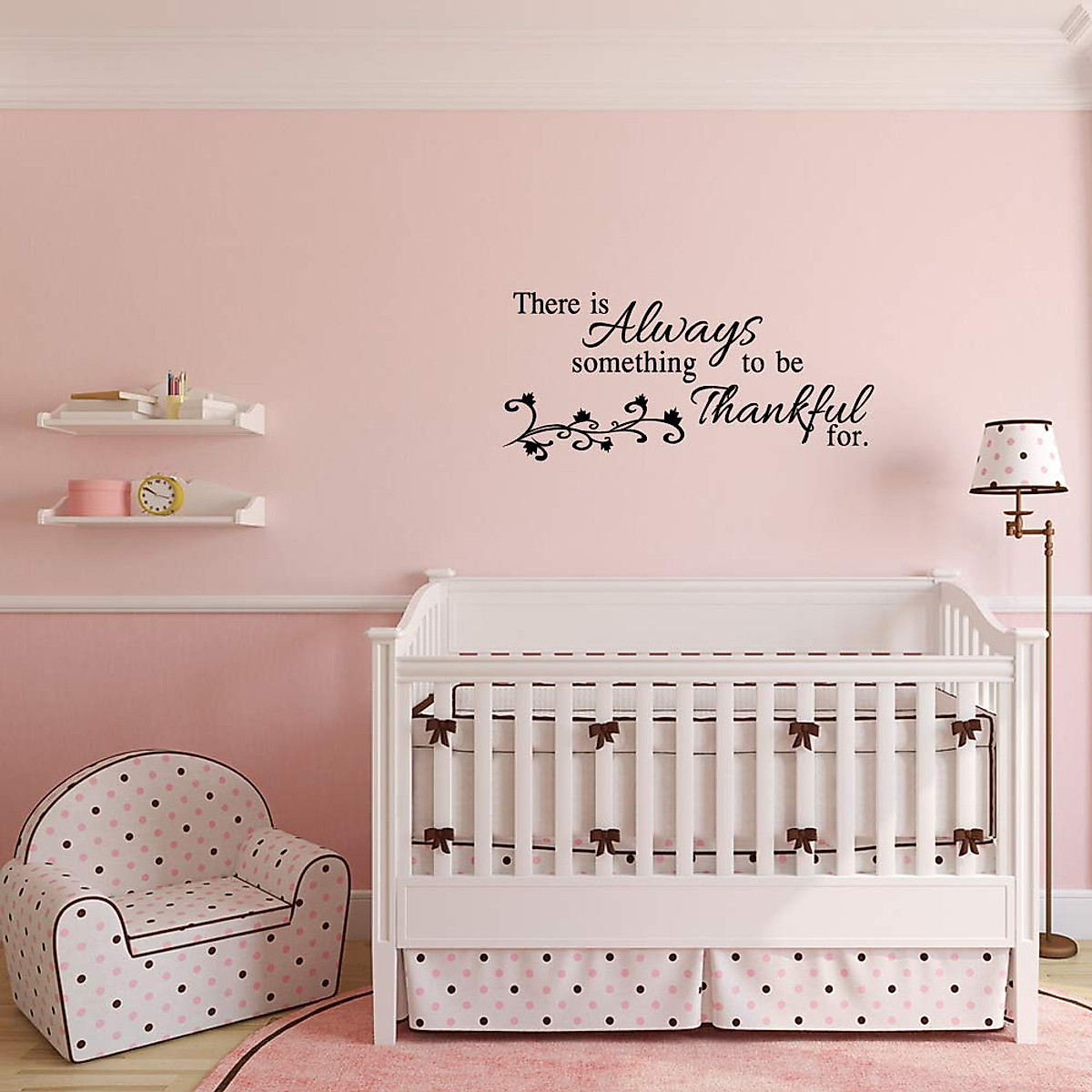 There is Always Something to be Thankful for - Pure Black Vinyl Decal Quotes Separated Letters Home Décor Art Lettering Wall Sayings Inspirational Words Mural Motto