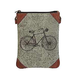 Mona B Canvas Handbag for Women | Zipper Bag | Crossbody Bag | Stylish Vintage Recycled Upcyled Bags Women (Brown-Cruiser)