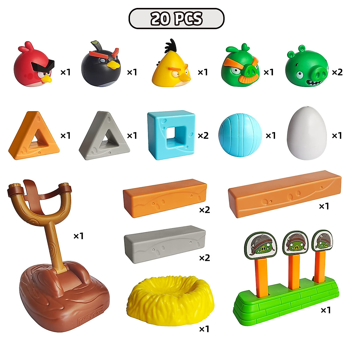 ROLOSO Newly Licensed Angry Birds Toys Playsets Build N’ Launch Construction Brick Assembly Building Blocks Sets Pig City Strike 2 Takedown Space Planet Game Catapult Slingshot Gift Box 20pcs
