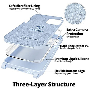 Blaspins Crossbody Phone Case for iPhone 12 Pro Max Case, Adjustable Rope, Shoulder Neck Lanyard Strap String Detach, Shockproof Protective Silicone Phone Cover, Wrist Hands Free 6.7 inch 12PM- Blue