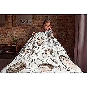 ARTBLANKET Cute Hedgehog Blanket for Fall Winter Spring All Season Warm Fuzzy 40x30 in for pet Microplush Lightweight Thermal Fleece Summer Autumn Blankets for Couch Bed Sofa