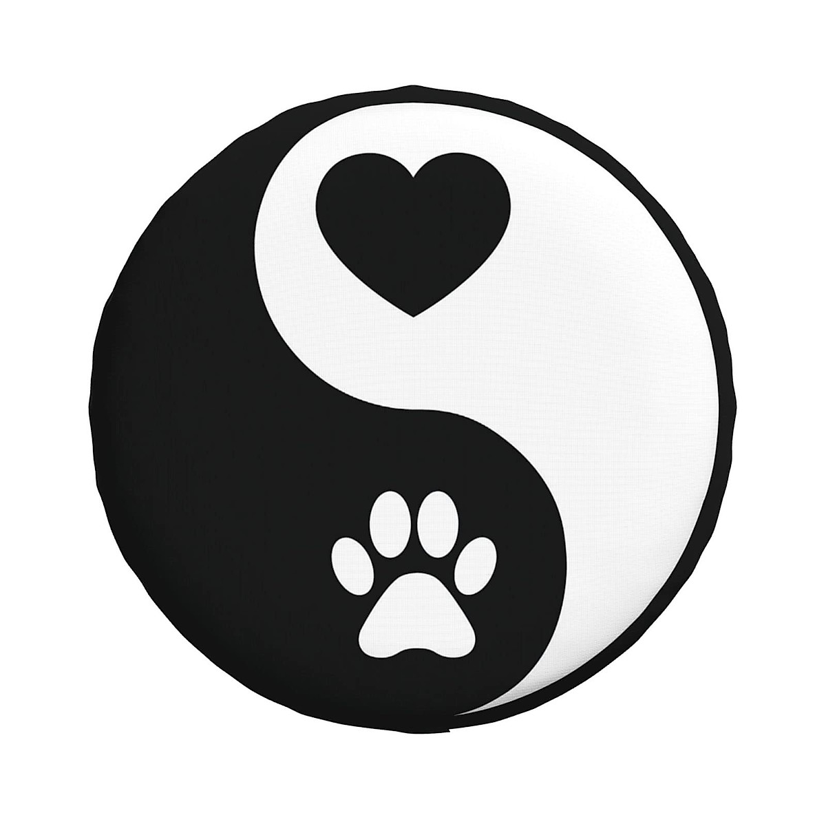 Dog Paw Print Ying Yang Spare Tire Cover, Waterproof UV Sun Protector Wheel Tire Cover, Universal Fit for Trailer RV SUV Truck Camper Travel Accessories 14" 15" 16" 17"