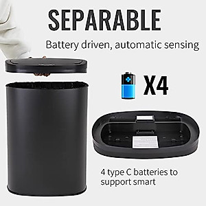 13 Gallon Kitchen Trash Can Automatic Touch Free Garbage Can with Lid Stainless Steel Anti-Fingerprint Mute 50 Liter Waste Bin for Bedroom Home Office Living Room,Black
