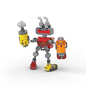 Red Monsters Robot Singing Action Figure Building Block Kit, Wubbox Sing Monsters Horror Game Build-and-Display Model Toys,Collectible Building Bricks Gift for Kids Boys Girls and Fans(303 Piece)