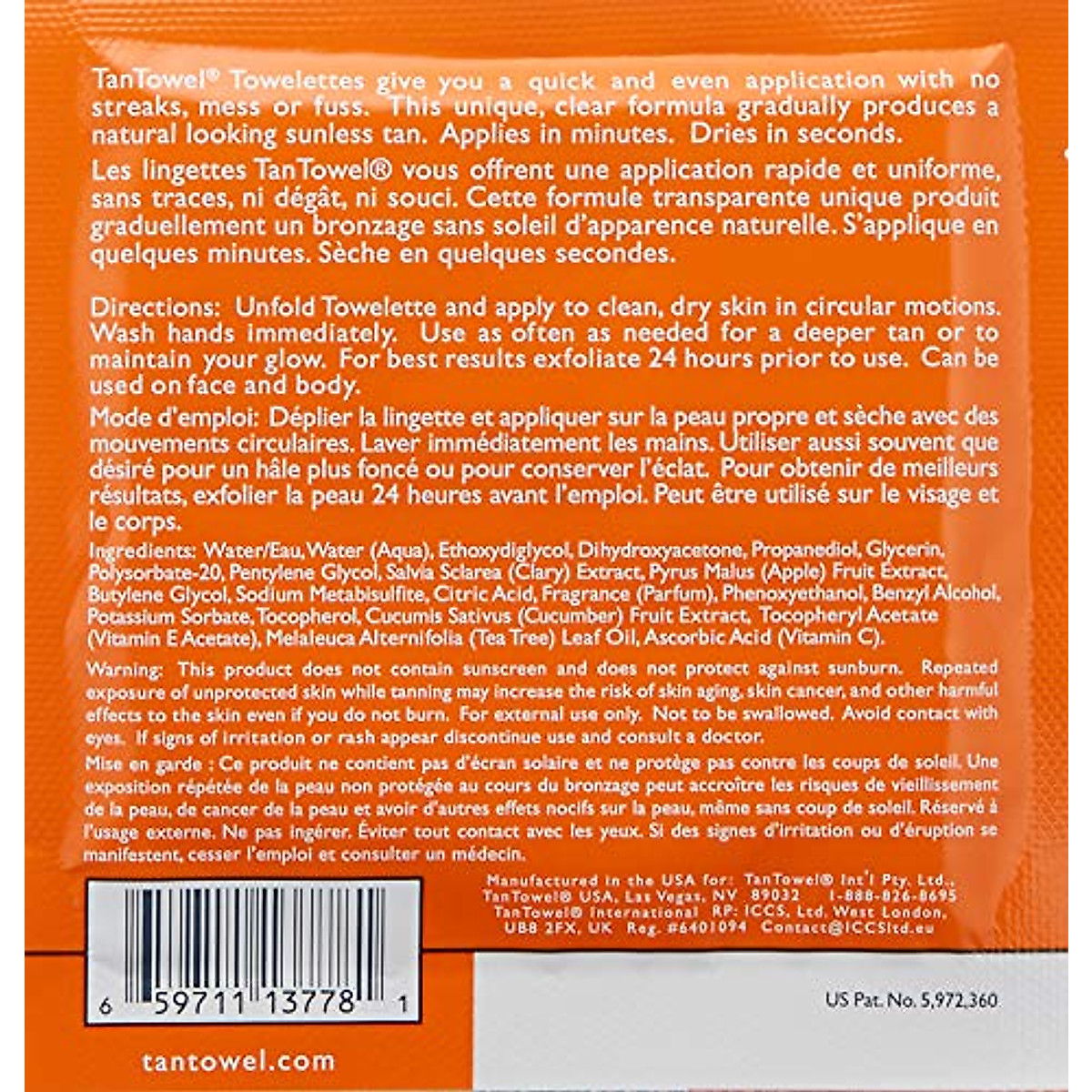 TanTowel Full Body Tan Towelettes - 5 Pack, Dark, 0.5 Fl Oz (Pack of 5)