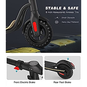 Electric Scooter, 3 Gears, Max Speed 15.5MPH, 12 Miles Powerful Battery with 8'' Tires Foldable Electric Scooter for Adults, Max Load 220 lbs