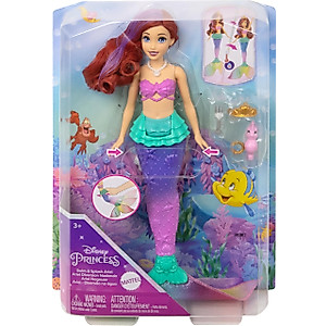 Mattel Disney Princess Toys, Ariel Swimming Mermaid Fashion Doll with Color-Change Hair & Tail, Inspired by The Little Mermaid Movie