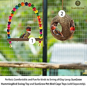 Sungrow Parakeet, Budgie & Hummingbird Swing Perch, Wooden Dowel Makes for Resting Spot, 1-Piece
