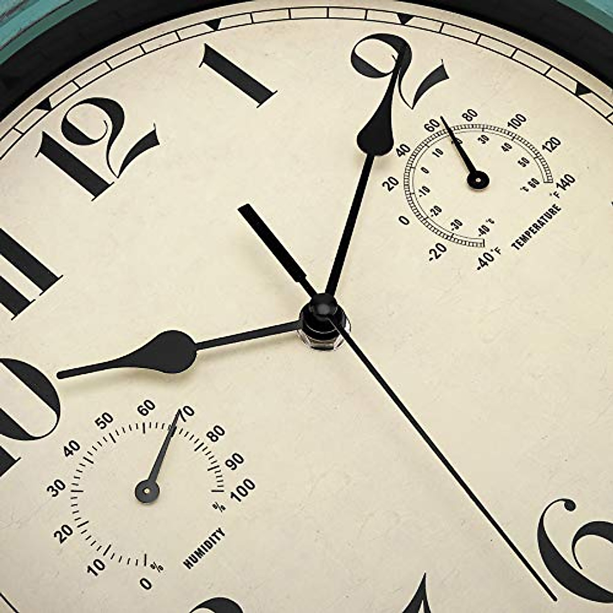 Foxtop Indoor Outdoor Waterproof Wall Clock with Thermometer and Hygrometer Combo,12 Inch Retro Silent Battery Operated Round Clock for Patio Home