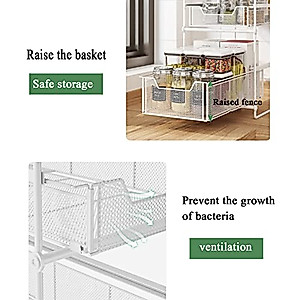 LEAYAN Under Sink Storage Cabinet Organizer Drawer, Under Sink Organizers and Storage 2-Tier Under Cabinet Bathroom Organizer Sliding Drawer Under Sink Rack Shelf, White 40x27x40cm