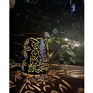 Solar Watering Can with Cascading Lights - Large Waterfall Lights Garden Decor, Owl Shape Solar Hanging Lantern Outdoor Waterproof , 96 LEDs String Light Flashing for Patio,Lawn,Garden,Pathway