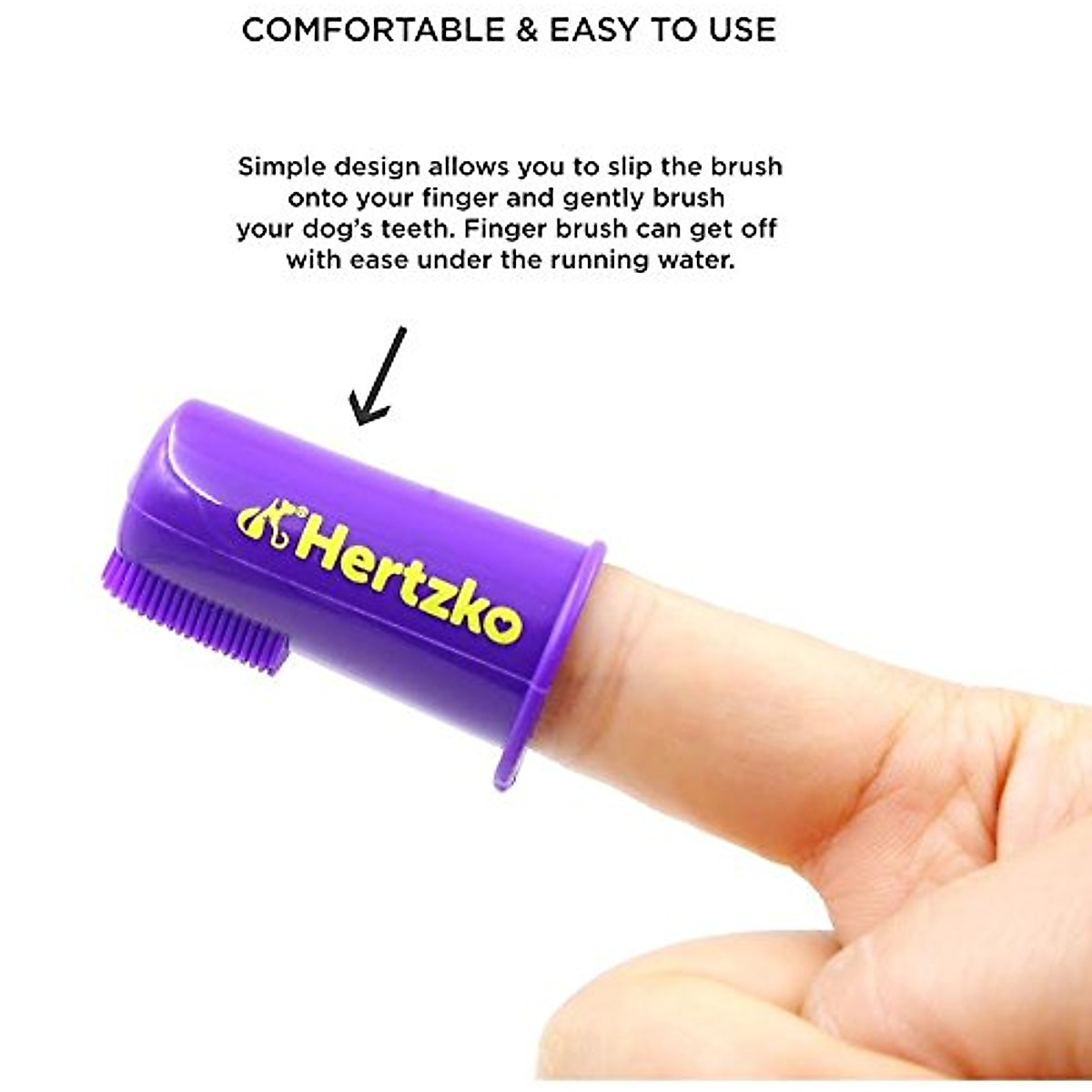 Hertzko Dog and Cat Finger Toothbrush 7-Pack for Small & Large Breeds - Advanced Oral Care, Easy Control - Dog Finger Toothbrush Small Breed Pink, Cat Toothbrush, Cat Finger Brush for Cats Teeth