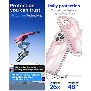 AICase iPhone 14 Pro Max Case Curly Wave Frame Cute Design with Full Camera Lens Protection,Aesthetic Kawaii Slim TPU Bumper Luxury Plated Shockproof Protective Transparent for Women Girls Men_3