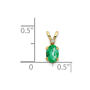 Roy Rose Jewelry 14K Yellow Gold Diamond & 1/2-Carat Oval Emerald Birthstone Pendant