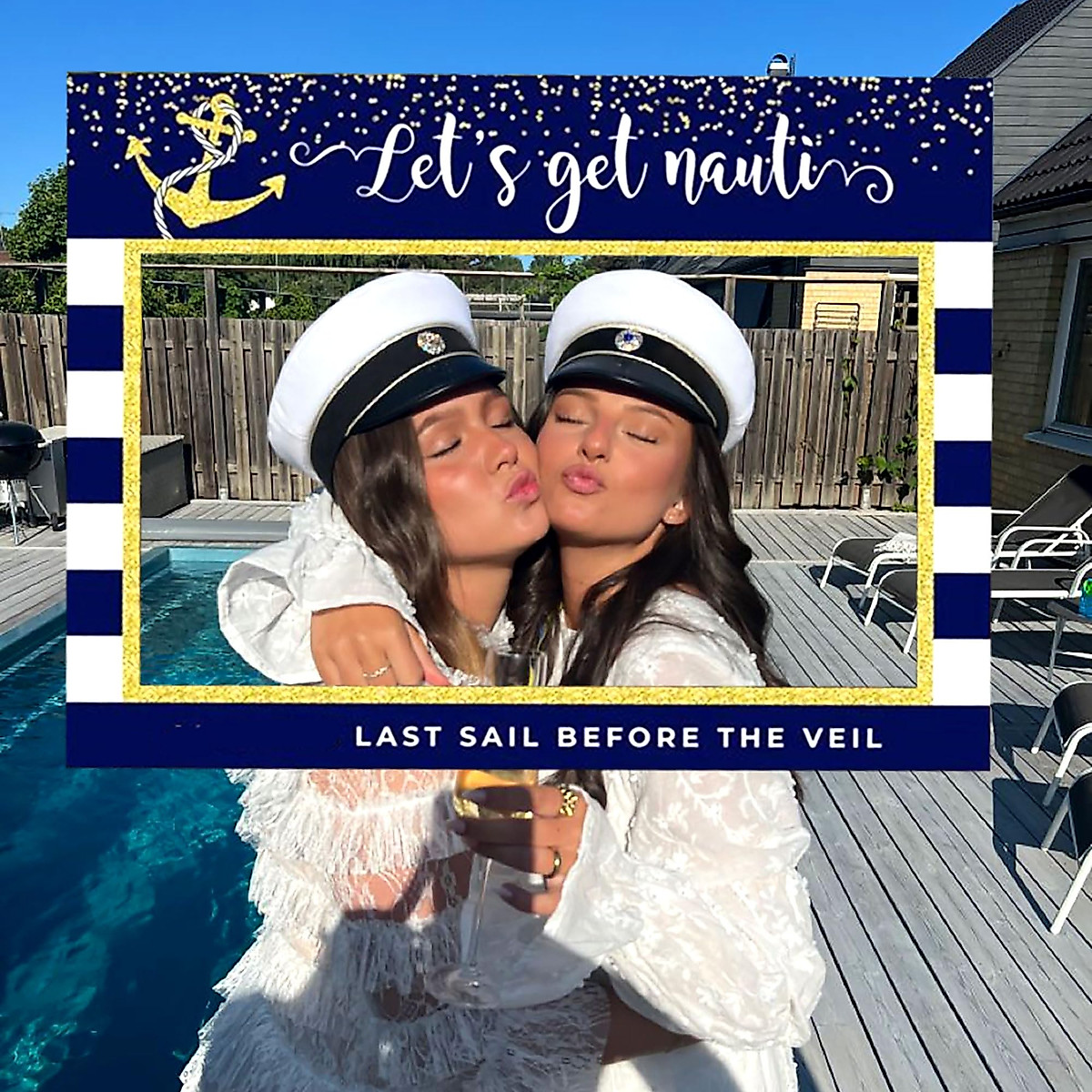LaVenty Nautical Bachelorette Party Decorations Boat Last Sail Before The Veil Party Supplies Nautical Bridal Shower Party Supplies Get Nauti Party Photo Booth Props Frame Bridal Shower Photo Frame