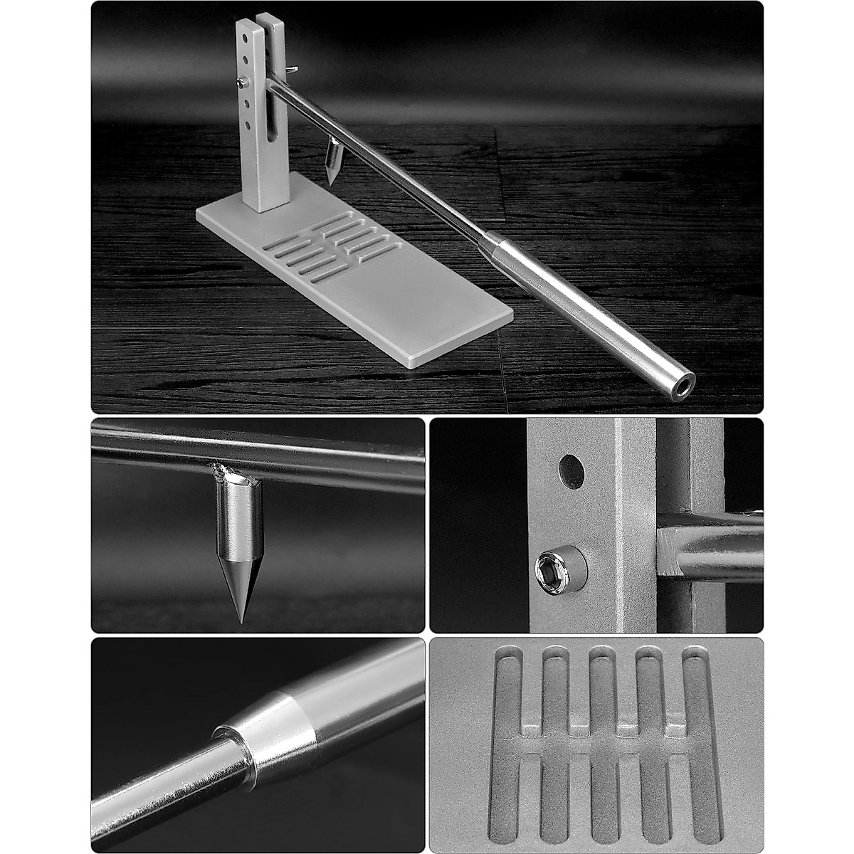 QWORK Oyster Shucker Machine Set - Oyster Shucker Tool, Adjustable Stainless Steel Oyster Opener Tool with Aluminum Alloy Base, Suction Cups, G-Clip, Knives, and Cut-Resistant Gloves