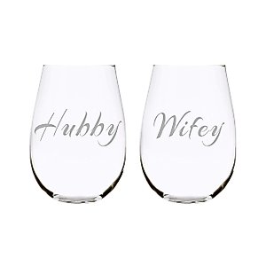 Hubby and Wifey Stemless Set, 17 oz.