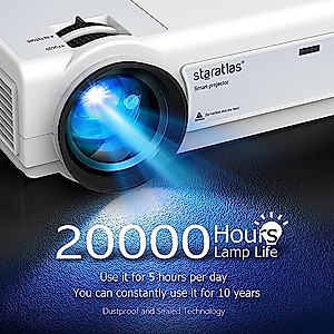 Staratlas 4K Projector with WiFi and Bluetooth, 12000 lumens Portable Native 1080P Mini Projector for iPhone, 5G Outdoor Short Throw Movie Projectors for Home Cinema,HDMI,USB,VGA Supported