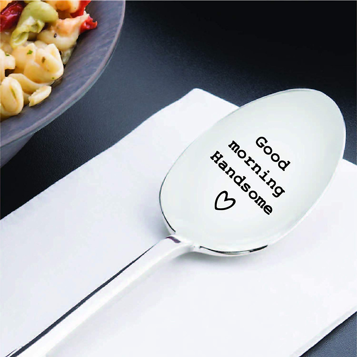 Boston Creative Company Good Morning Handsome Personalized Gift for Boy Friend Engraved Spoon Gift for Him Unique Birthday Gift for Husband Engraved Coffee Spoon Coffee Lover Gift Idea