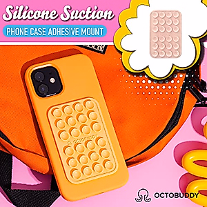 || OCTOBUDDY || Silicone Suction Phone Case Adhesive Mount || (iPhone and Android Cellphone case Compatible, Hands-Free Mobile Accessory Holder for Selfies and Videos) Fidget Toy (Chalk Pink)