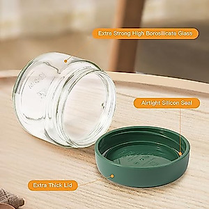 2 Pack 10oz Glass Jars with Screw Lids,Overnight Oats Container with Lids Airtight,Wide Mouth Mason Jars for Overnight Oats,Fruit,Salad,Dressing, Sauc,Sugar,Beans,Spice- Reusable (Green Red)