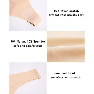 FINETOO 9 Pack Seamless Thongs for Women No Show Underwear V Waisted Comfortable Sexy Thong Panties XS-L