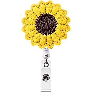Badge Reel Holder, Accurate Stitching, Sunflower Retractable Badge Reels Reinforced Strap, Badge Clip for Kids, Badge Reel with Alligator Clip, Great Badge Holder for Women (1)