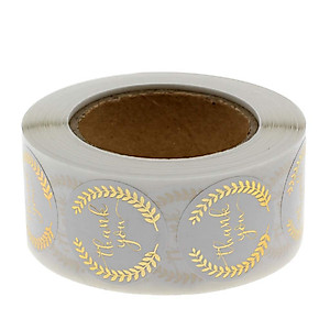 Vxkbiixxcs-o Stickers, 500 Pieces/roll Twig Thank You Sticker Gold Foil Seal Label Wedding Party Stationery