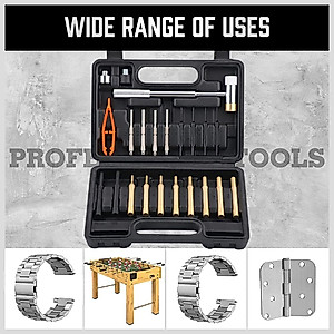 HORUSDY 22-Piece Punch Set and Hammer with Brass, Hollow, Steel, Plastic Punches, Brass Punch for Maintenance.