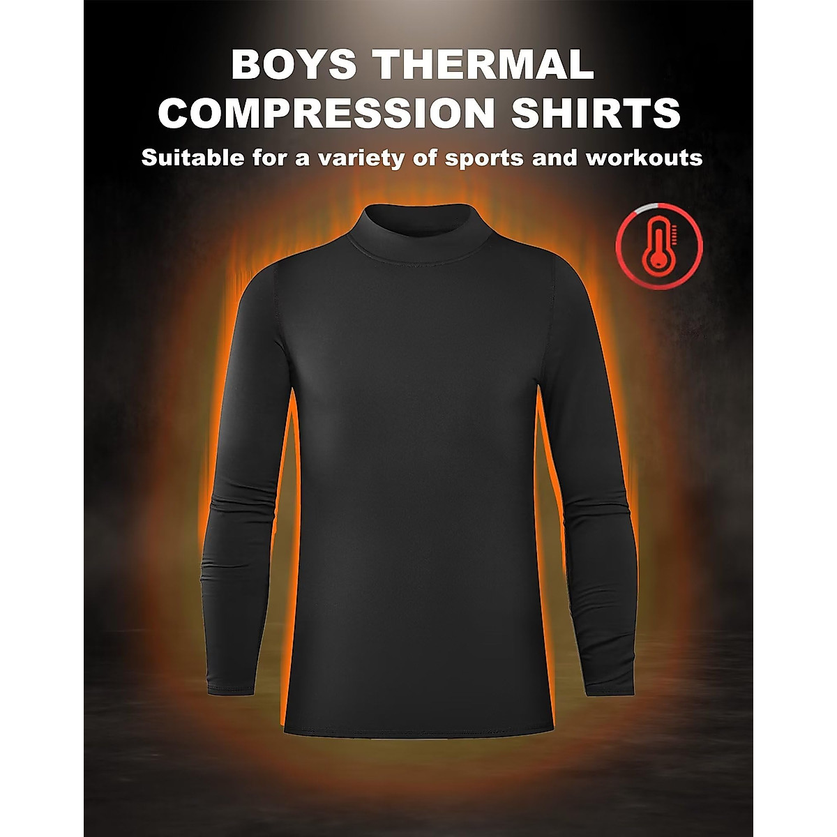 Rolimaka 3 Pack Boys' Girls' Thermal Compression Shirt Crew Neck Fleece Lined Base Layer Top Youth Long Sleeve Athletic Soccer Baseball Undershirt XS