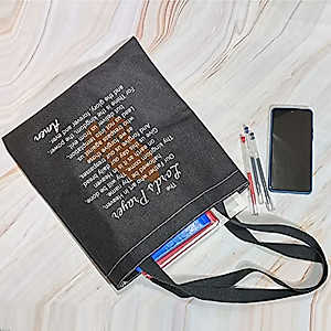 VAMSII the Lord's Prayer Tote Bag Christian Shoulder Bag Religious Gifts Shopping Bag Matthew 6:9-13 Gifts Scripture Gift (the Lord's Prayer Black Tote)