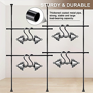 Closet Organizer Clothes Rack, Heavy Duty 4-Tier Adjustable Free Standing Laundry Drying Garment Rack, Floor to Ceiling Clothing Hanger Tension Rod Closet System Wardrobe Storage Matt Black