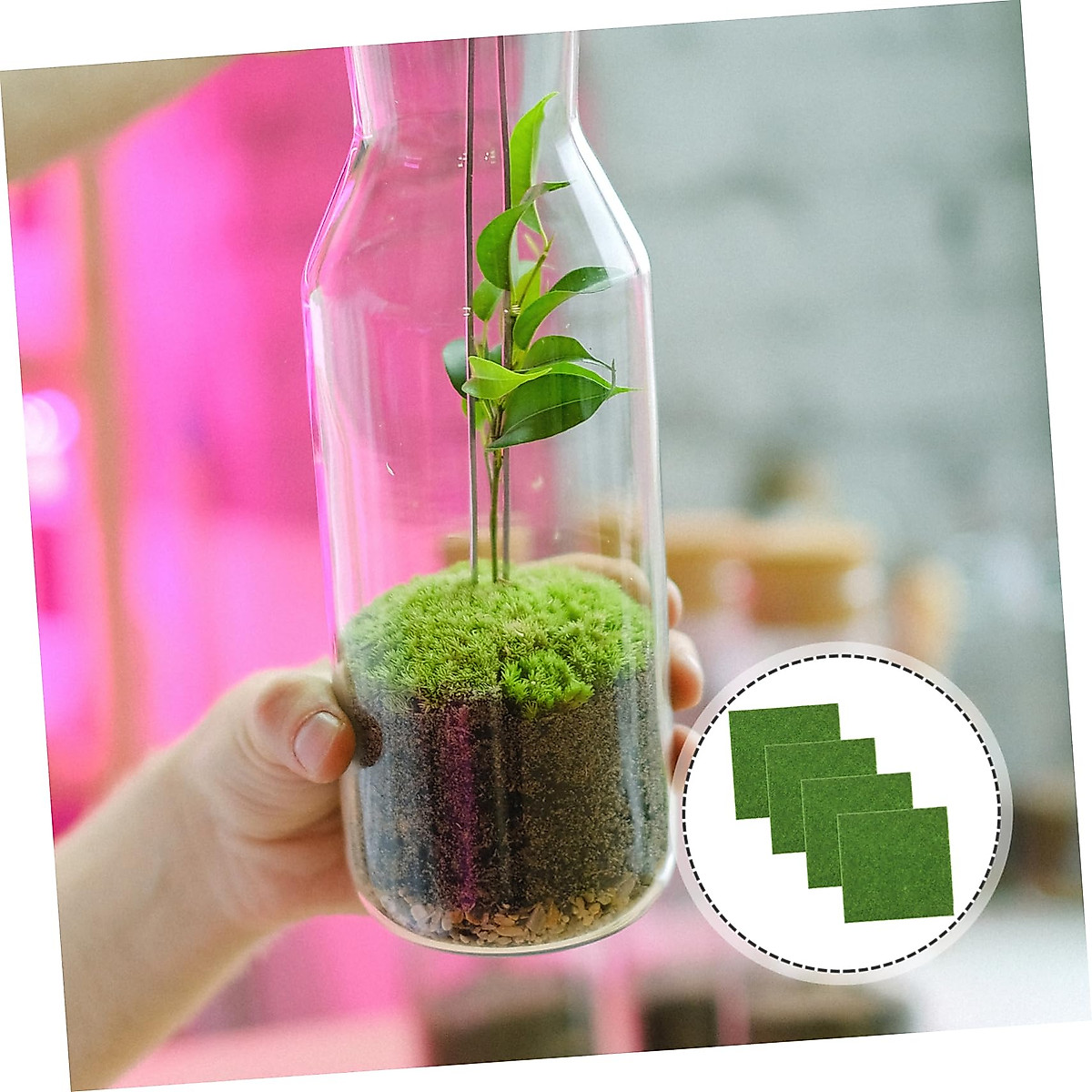 YARNOW 16 Pcs Artificial Grass Tiles Outdoor Greenery Artificial Grass Wall Artificial Turf Tiles Fairy Garden Accessories House Plants Indoors Live Green Rug Faux Lawn Bricks Fish Tank