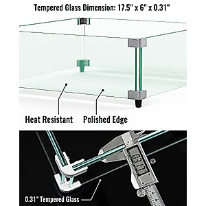 NUPICK Fire Pit Wind Guard, 19 inch Square Wind Guard for 28-32 inch Fire Pit Table, 5/16 Inch Thickness Clear Tempered Glass