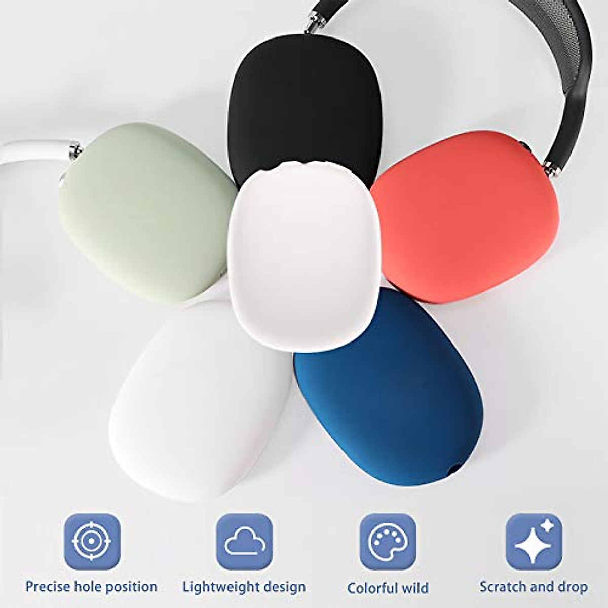 Compatible with Apple AirPods Max, Protective Silicone Sleeve Case for Air Pods Max Headphone, Soft & Long Lasting Headset Protective Cover (Blue)