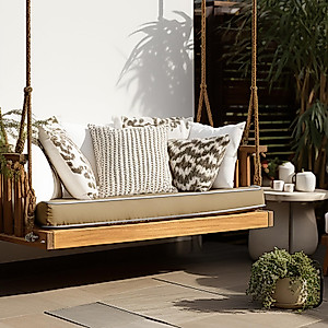 PNP FKJP Outdoor Bench Cushion 48" x 18" x 3", Waterproof Patio Furniture Cushions,Outdoor Porch Swing Cushion,Khaki (Cushion + Cover)