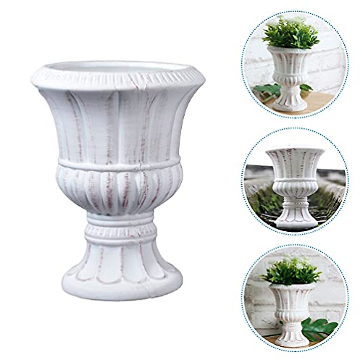 Happyyami 1Pc Tall Succulent Flower Pot Home Decor Balcony Planter Pot Porcelain Planter Pot Bonsai Tree planters for Indoor Plants Garden Roman Pillar Statue Nordic Ceramics White Clay Pot