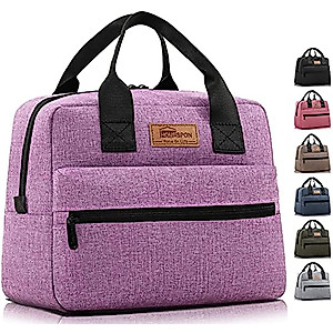 HOMESPON Insulated Lunch Bag Box Cooler Totes Handbag with Front and Back Pockets For Man and Woman Work Shopping (Purple)