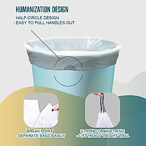 FORID Mini Drawstring Trash bags - 1.2 Gallon White Plastic Garbage Bags 240 Count Small Can Liners for Bathroom Bedroom Office Home 5 Liter (1-2 Gal) - Durable & Thick Trash Bag