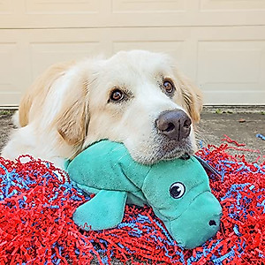 SmartPetLove Snuggle Puppy Tender-Tuffs - Large Marine Stuffed Plush Manatee Toy - with Puncture Resistant Squeaker, Great for Big Dogs