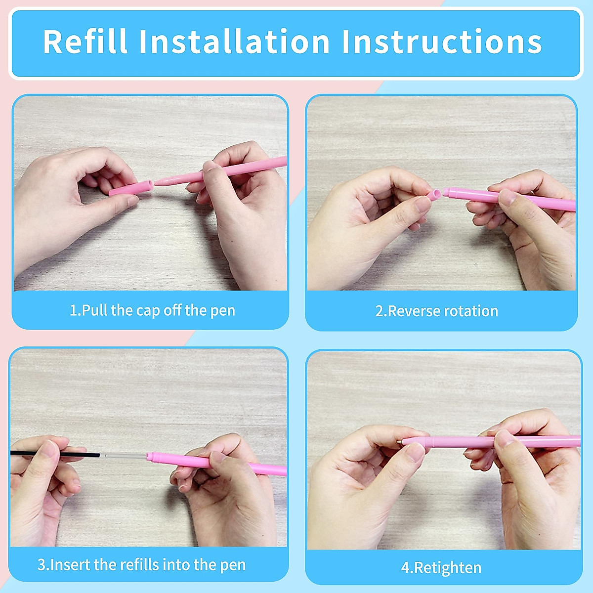 Learn-Journey Upgraded Large Size Magic Practice Copybook for Kids, Handwriting Practice Workbook, Reusable Writing Practice Book for Preschools(4 Books with Pens)-Blue Bag