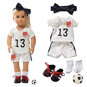American Doll Soccer clothes-18 inch Dolls Clothes accessories-18” Doll Clothes, Headbands, Socks, Shoes, Football, etc-Children's Day, Christmas, for Aged 2-12