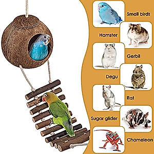 KATUMO Coconut Hut Hamster House Bed Natural Chew Toys for Mice Gerbils Small Animal Cage Habitat Decor