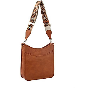 HR Womens Crossbody Shoulder Bag with Adjustable Guitar Strap (Black)