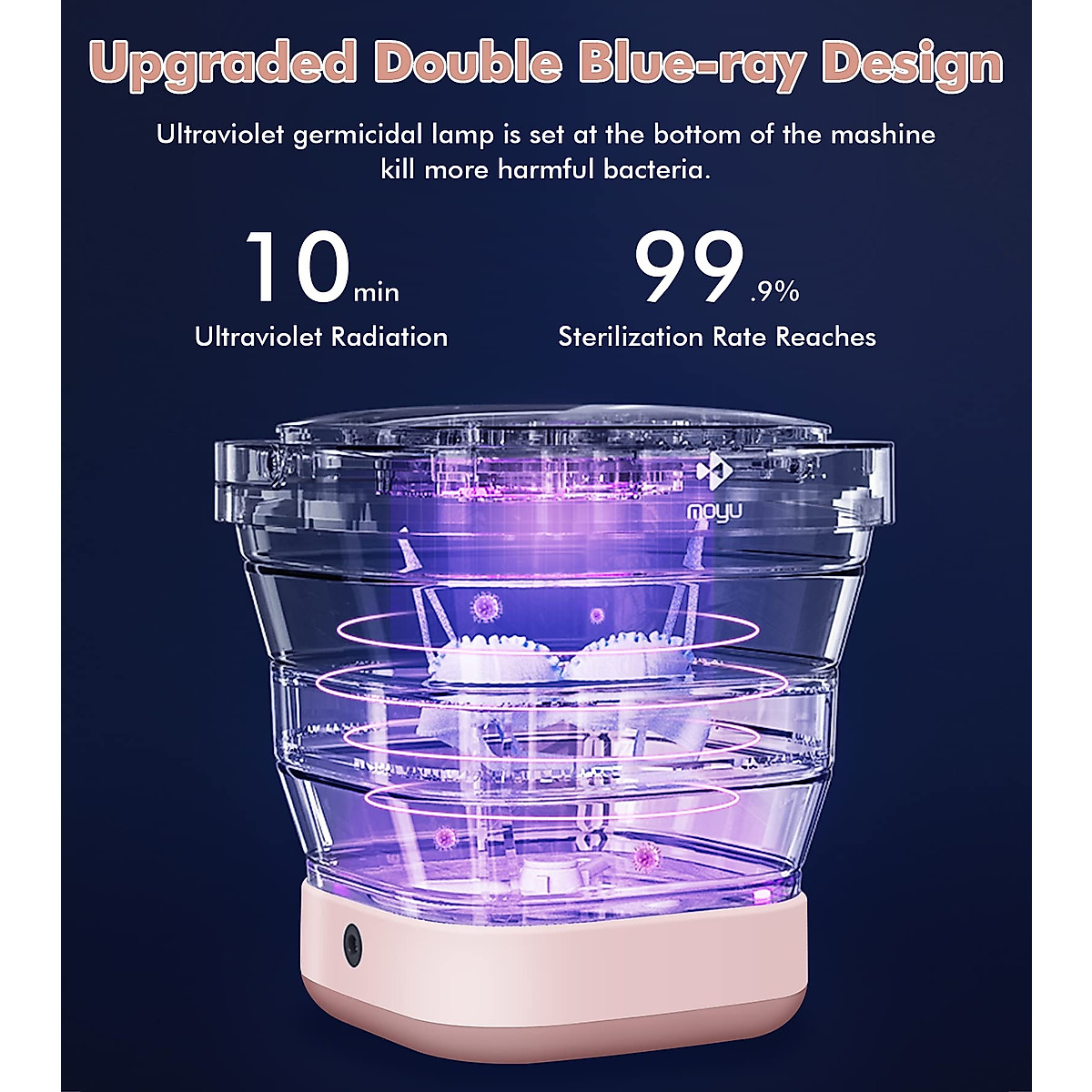 Portable Washing Machine Mini Washer with Drain Basket, Foldable Small Washer for Underwear, Socks, Baby Clothes, Towels, Delicate Items (White)