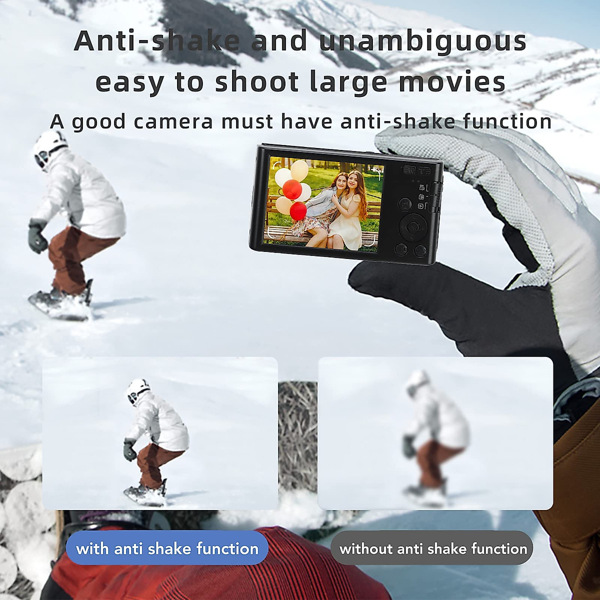 Digital Camera 4K Ultra HD Mini Camera,2.8 Inch 16X Digital Zoom Portable Compact Camera,Pocket Vlogging Camera for Teens Beginners (Black)