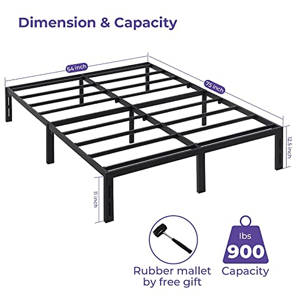 GreenForest Full Size Bed Frame Quick Lock Heavy Duty Metal Platform Bed Mattress Foundation, No Box Spring Needed, Black