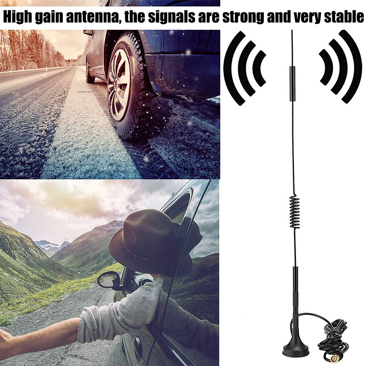 LTE Outdoor Antenna SMA Male 4G/3G 18dBi High Gain Magnetic GSM Outdoor Sucker Antenna 700-2700MHz 36cm High